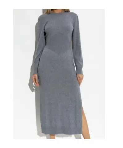 Givenchy Knitted Midi Dress With Side Vents - Grey