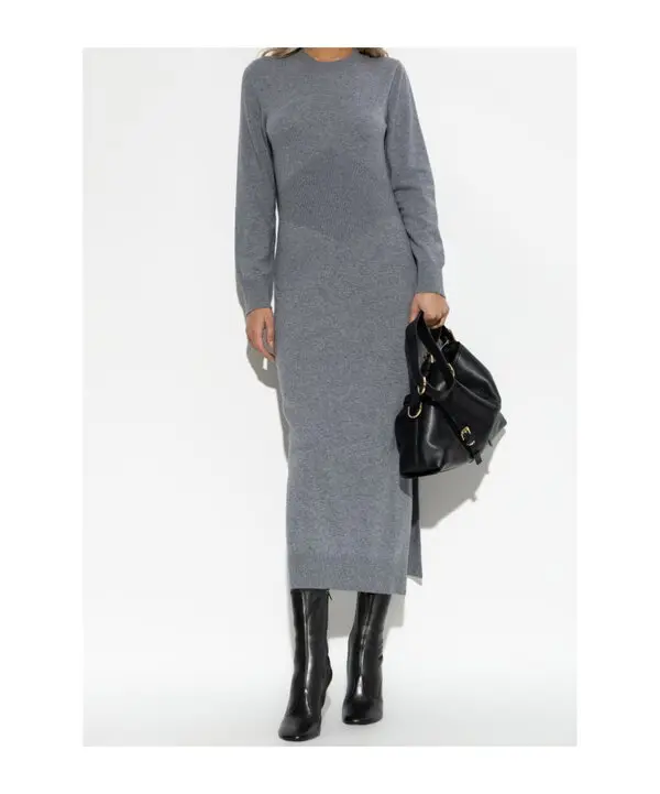 Givenchy Knitted Midi Dress With Side Vents - Grey