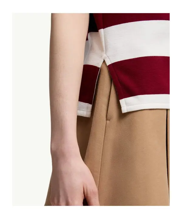 Moncler Striped Short Sleeve Polo Top - Red