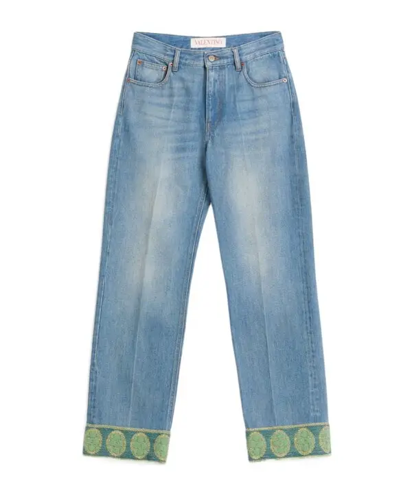 Valentino Garavani Logo-patch Straight Leg Jeans