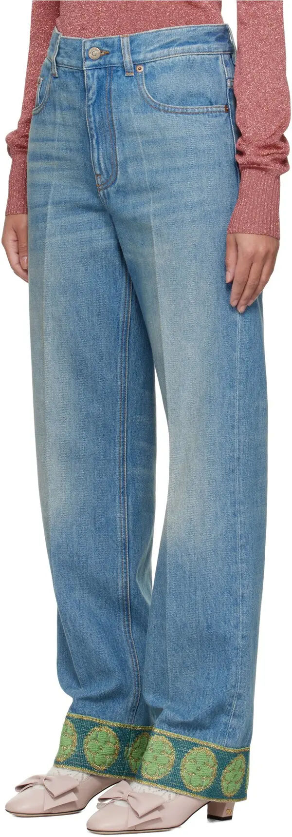 Valentino Garavani Logo-patch Straight Leg Jeans