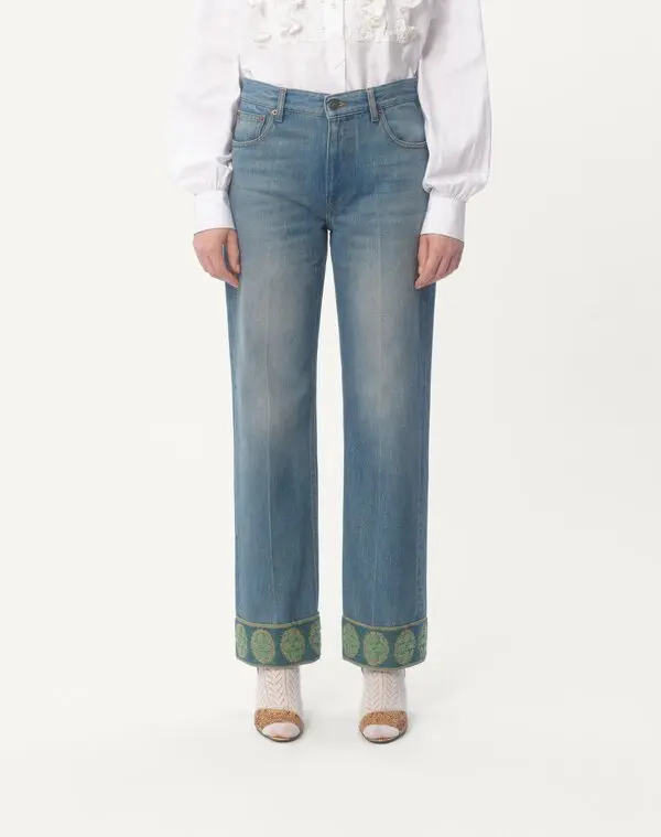 Valentino Garavani Logo-patch Straight Leg Jeans