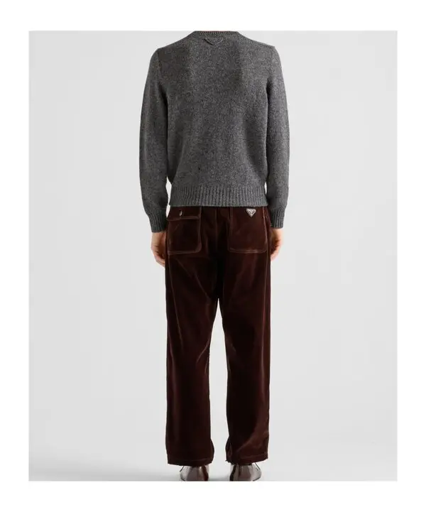 Prada Logo Plaque Straight-leg Trousers - Brown