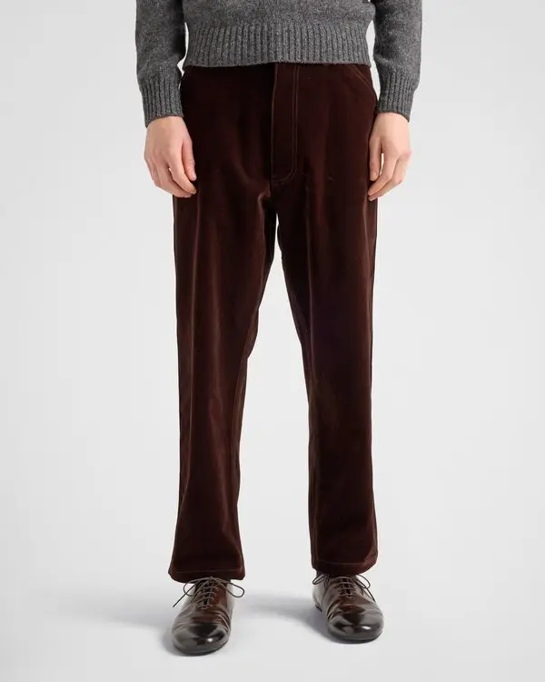 Prada Logo Plaque Straight-leg Trousers - Brown