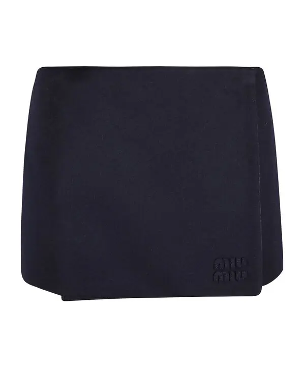 Miu Miu Flannel Logo Mini Skirt