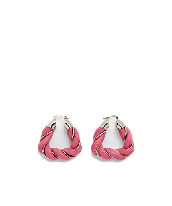 Bottega Veneta Braided Leather Hoop Earrings - Pink
