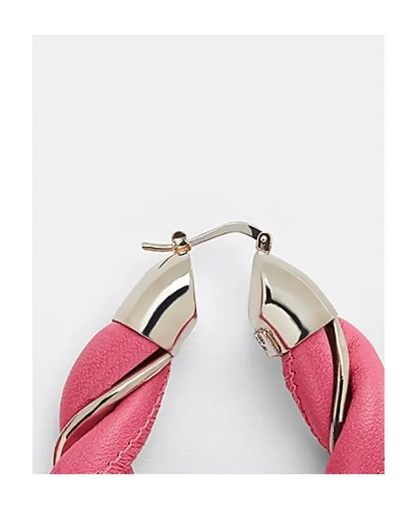 Bottega Veneta Braided Leather Hoop Earrings