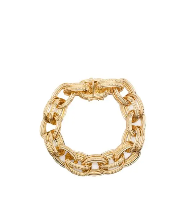 ANINE BING Gold Plated Brass Textured Link Bracelet - Golden