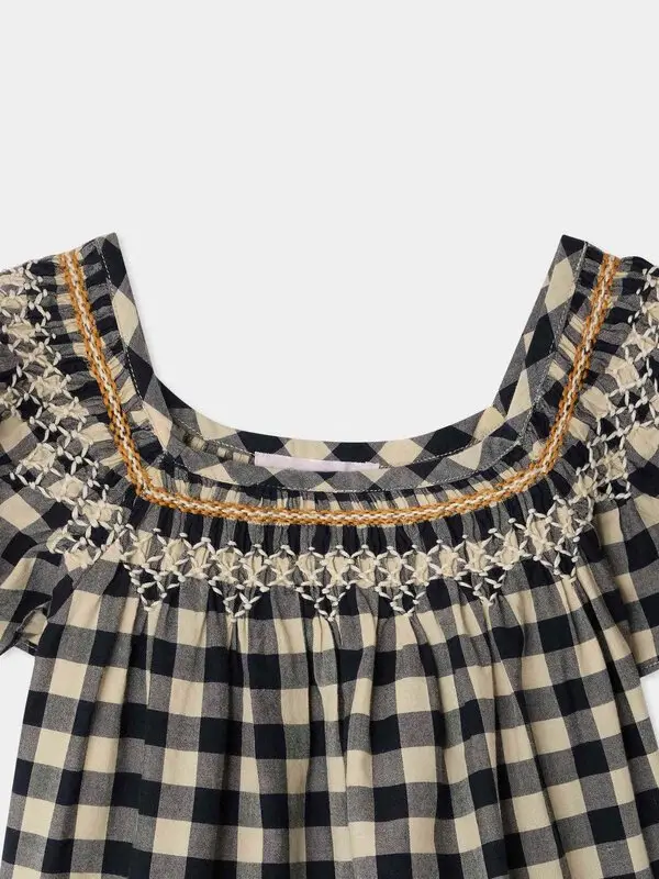 Bonpoint Carlie Smocked Blouse - Black