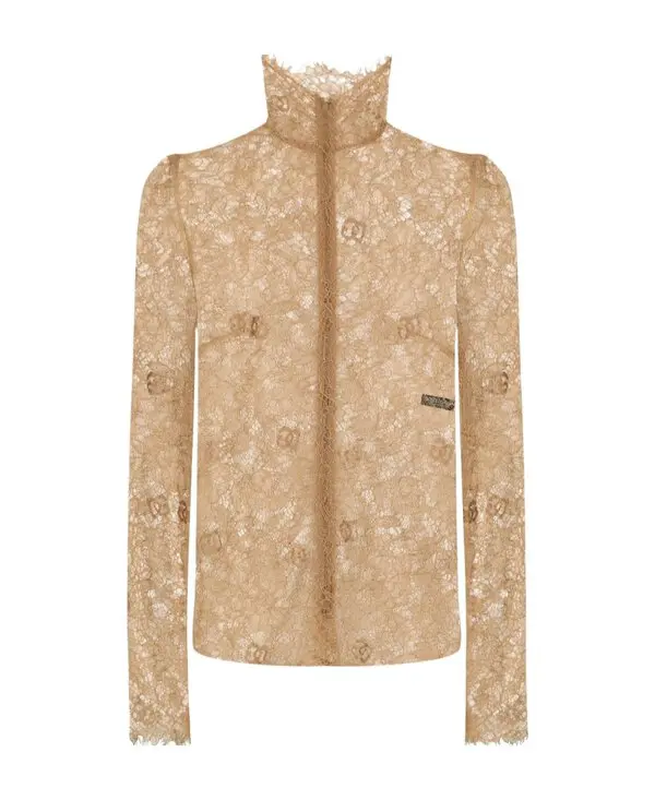 Dolce & Gabbana Lace High-neck Blouse - Nude