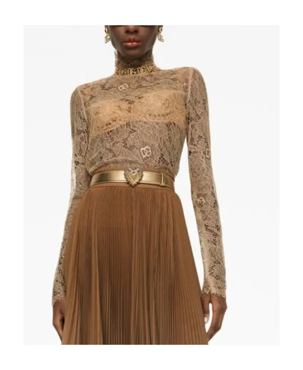 Dolce & Gabbana Lace High-neck Blouse - Nude