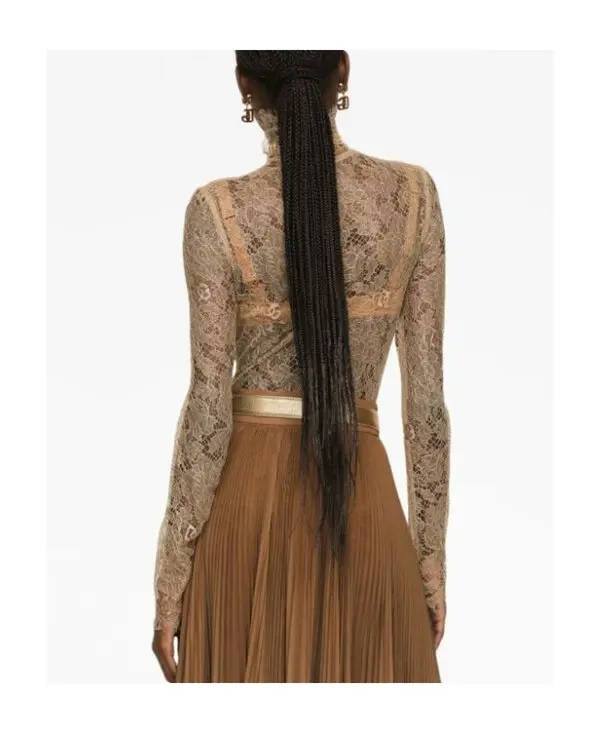 Dolce & Gabbana Lace High-neck Blouse - Nude