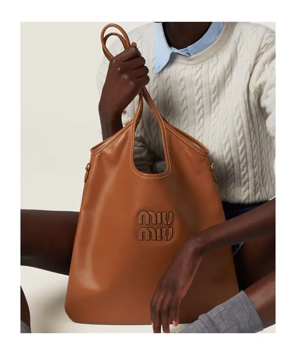 Miu Miu Ivy Open-top Handbag - Cognac