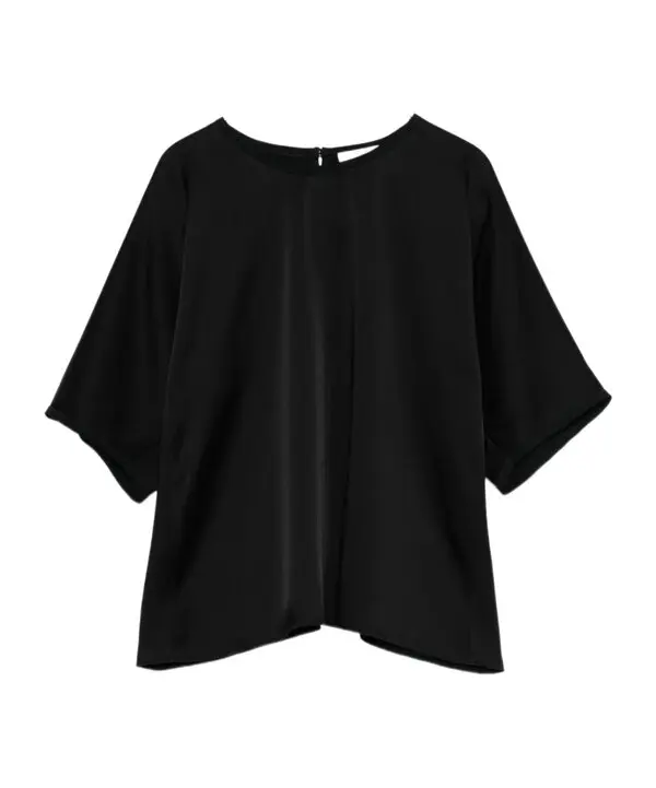 FORTE_FORTE Round Neck Short Sleeve Top With Asymmetrical Hem