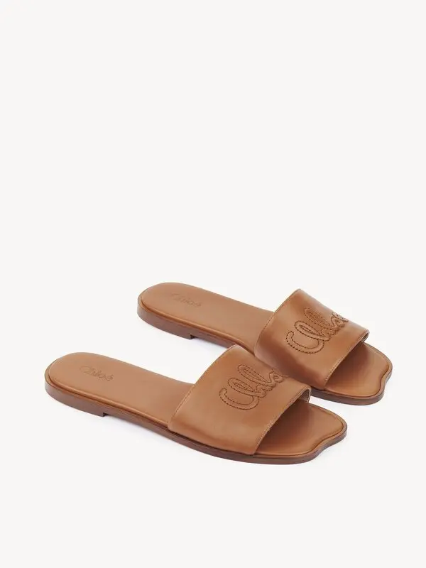 Chloé Soleil Flat Sandals - Ginger Brown