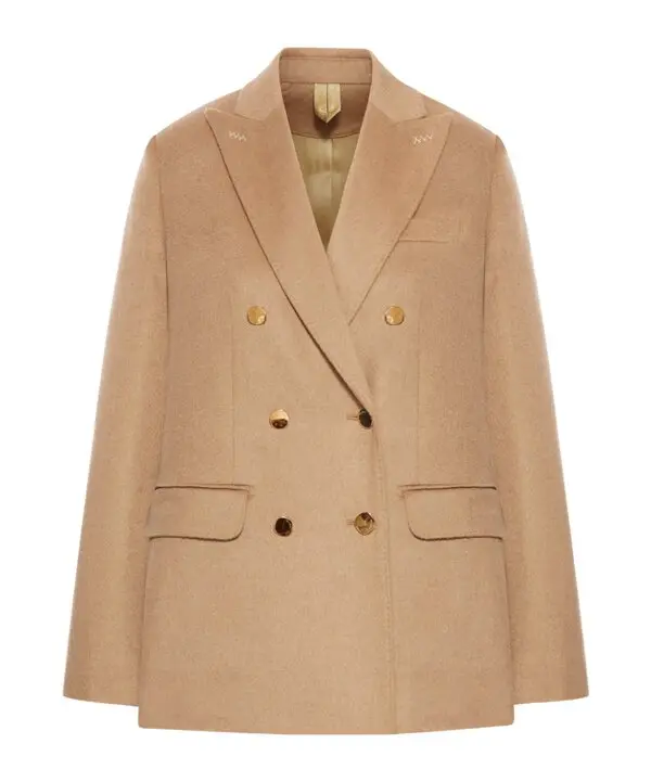 Max Mara Pesche Double-breasted Long-sleeved Blazer - Camel