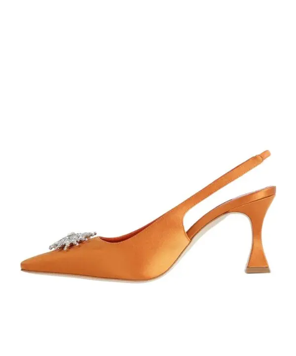 Manolo Blahnik High Heel Slingback Sandals With Crystal Embellishment