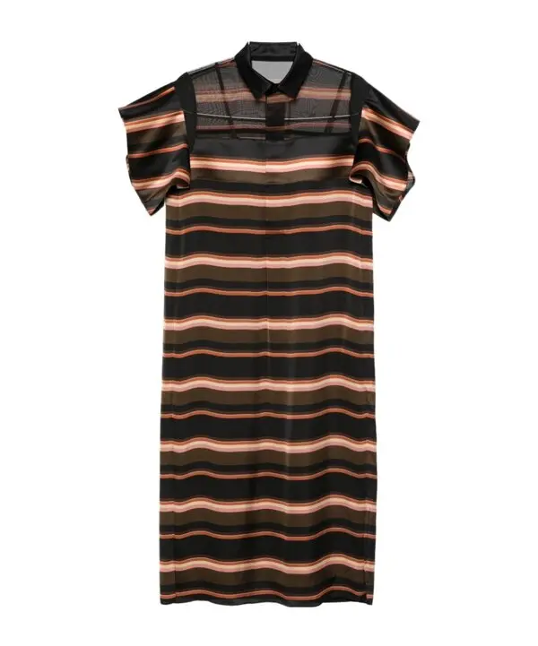 Sacai Striped Midi Dress - Black