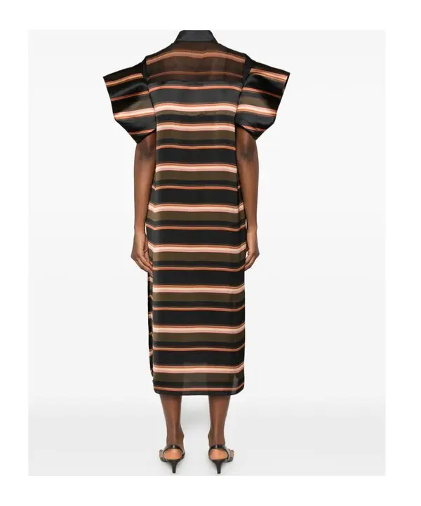 Sacai Striped Midi Dress - Black