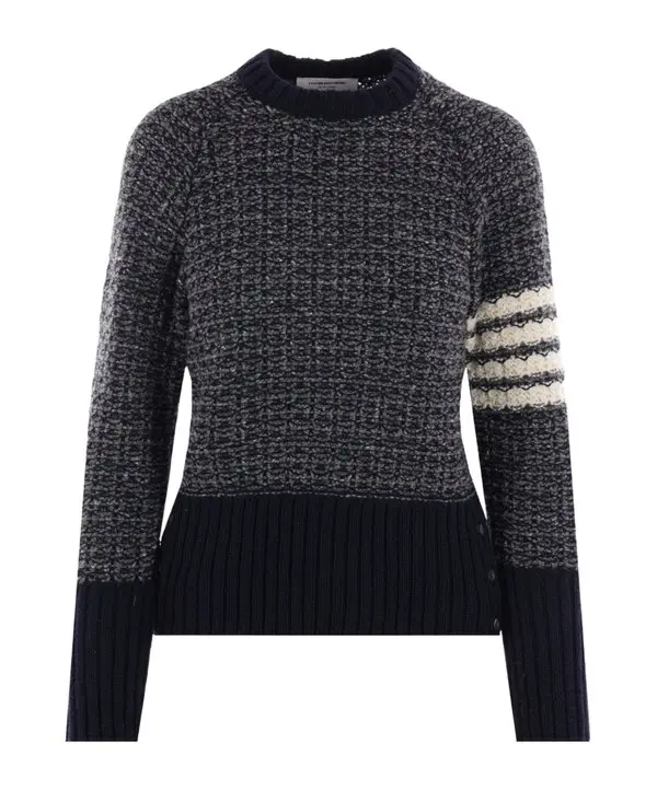 Thom Browne Tuck Stitch Raglan Sleeve Crew Neck Pullover - Navy Blue
