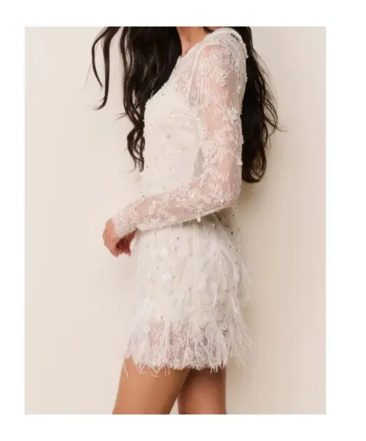 LoveShackFancy Alouetta Embellished Mini Dress - Ivory