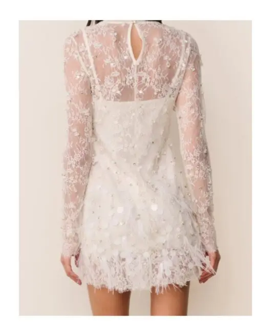 LoveShackFancy Alouetta Embellished Mini Dress - Ivory