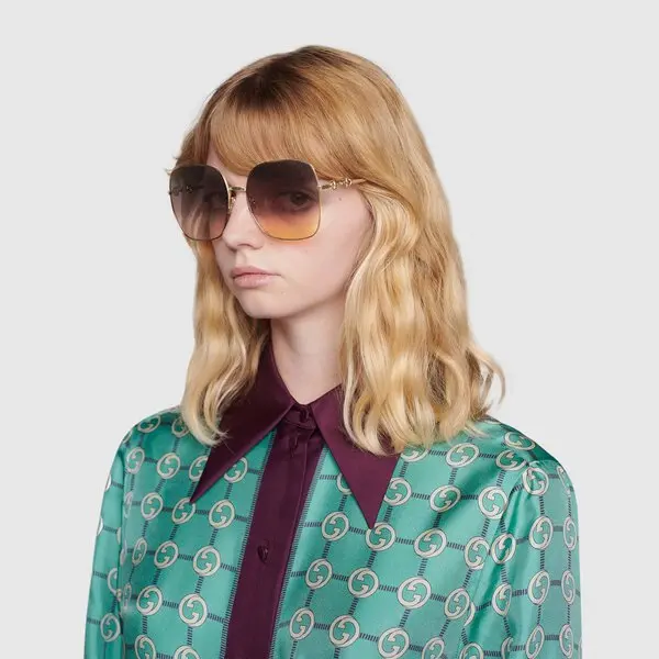 Gucci Square Frame Sunglasses With Horsebit Detail