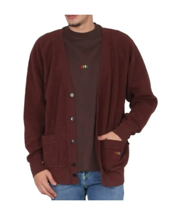 MSGM V-neck Cardigan With Logo Detail - Red