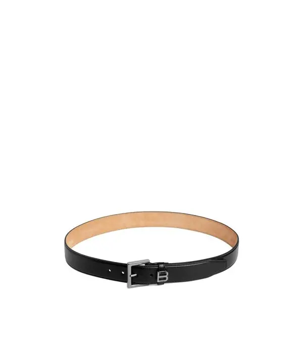 Balenciaga Logo Buckle Leather Belt - Black