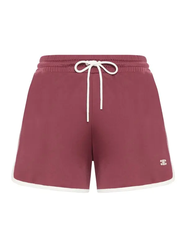 Celine Mini Jogger Shorts In Double Face Jersey - Red