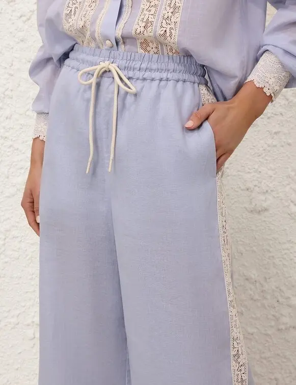Zimmermann Everley Lace-trimmed Wide-leg Trousers