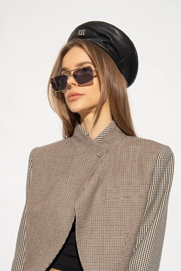 Valentino Garavani Rectangular Frame Sunglasses With Double Nose Bridge - Gray