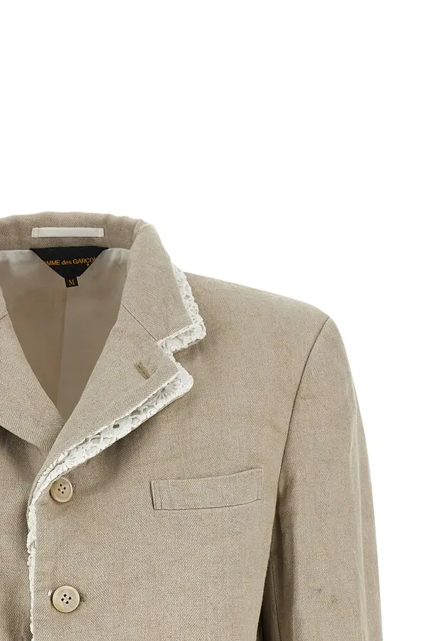Comme Des Garçons Lace Detailed Linen Blazer