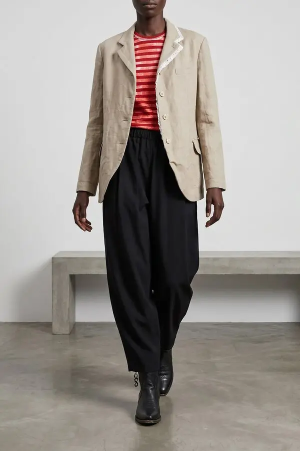 Comme Des Garçons Lace Detailed Linen Blazer