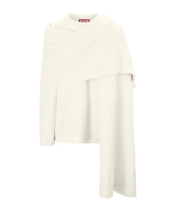 Staud Two-in-one Oversized Sweater With Detachable Scarf - White