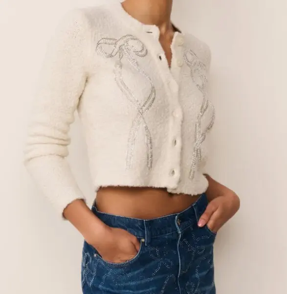 LoveShackFancy Embellished Cardigan - Ivory