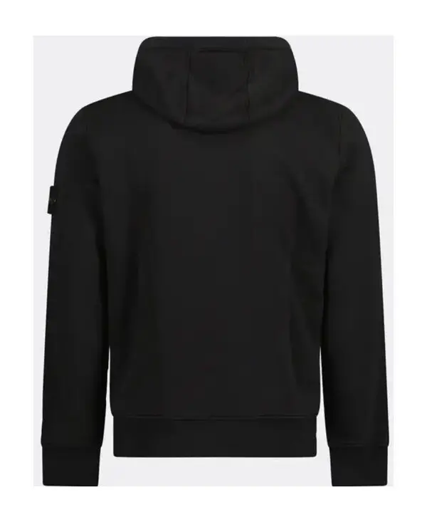 Stone Island Logo Patch Drawstring Hoodie - Black