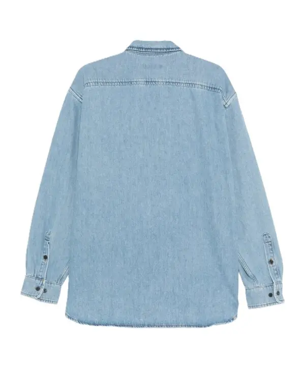 Dries Van Noten Zip Up Denim Shirt - Light Blue