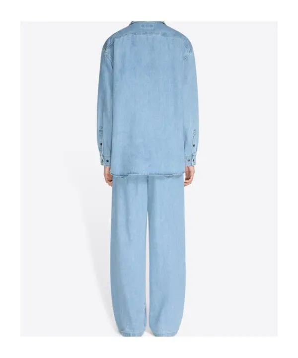 Dries Van Noten Zip Up Denim Shirt - Light Blue