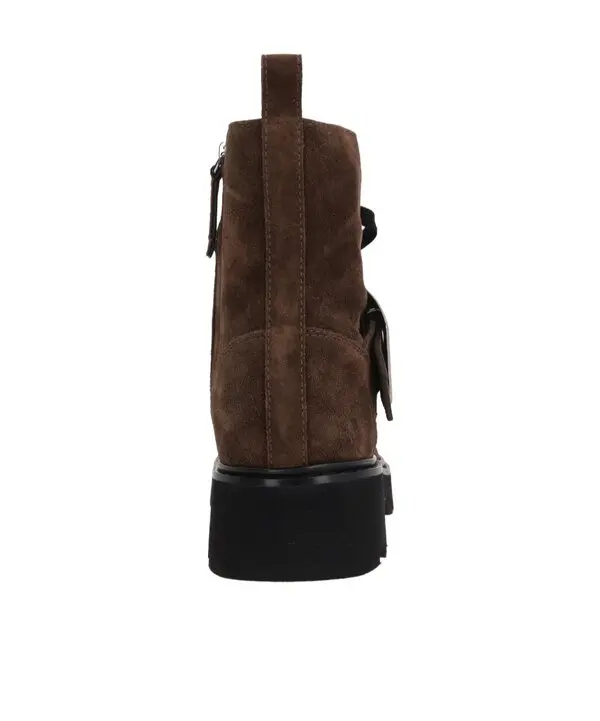 ROGER VIVIER Buckle-fastening Suede Combat Boots - Brown