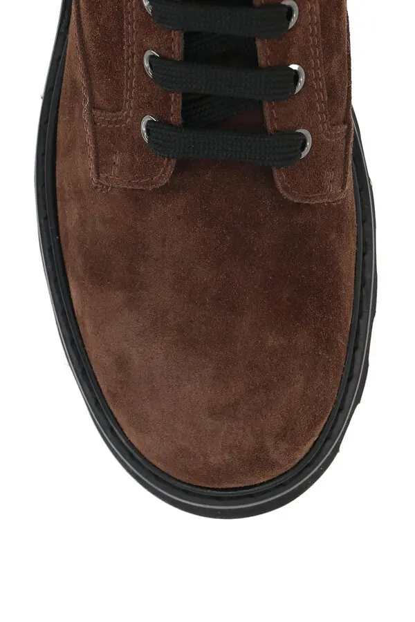 ROGER VIVIER Buckle-fastening Suede Combat Boots - Brown