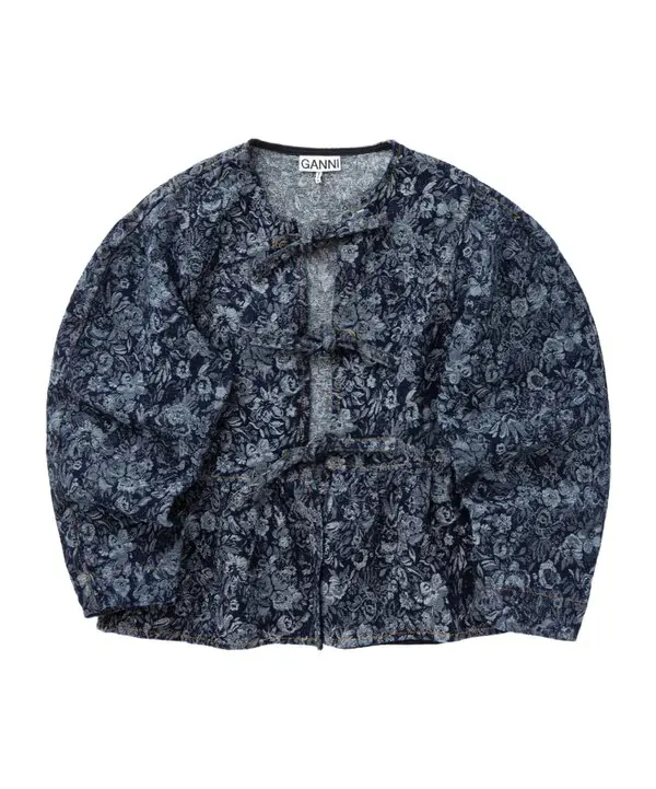 GANNI Floral-pattern Denim Blouse