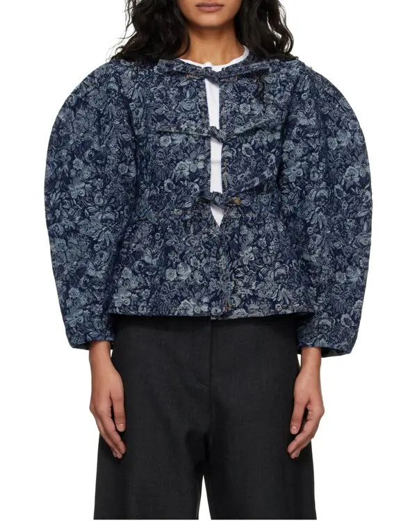 GANNI Floral-pattern Denim Blouse