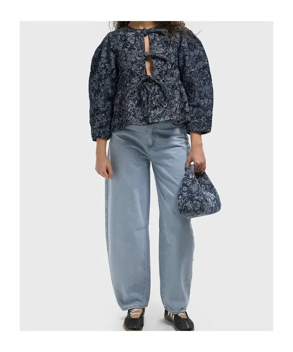 GANNI Floral-pattern Denim Blouse