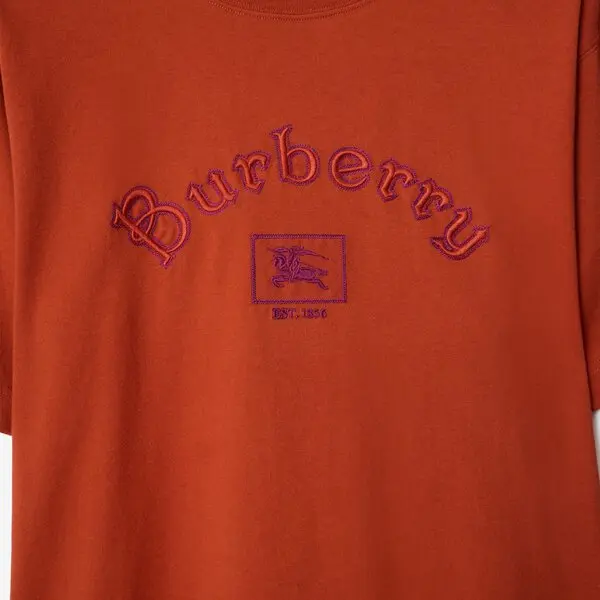 Burberry Gothic Logo Cotton T-shirt - Fire Orange