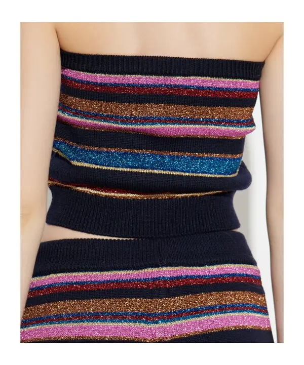 Dsquared2 Off-the-shoulder Lurex Thread Striped Knit Top
