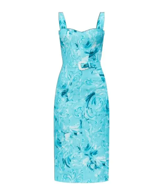 Versace Barocco Belted Midi Dress