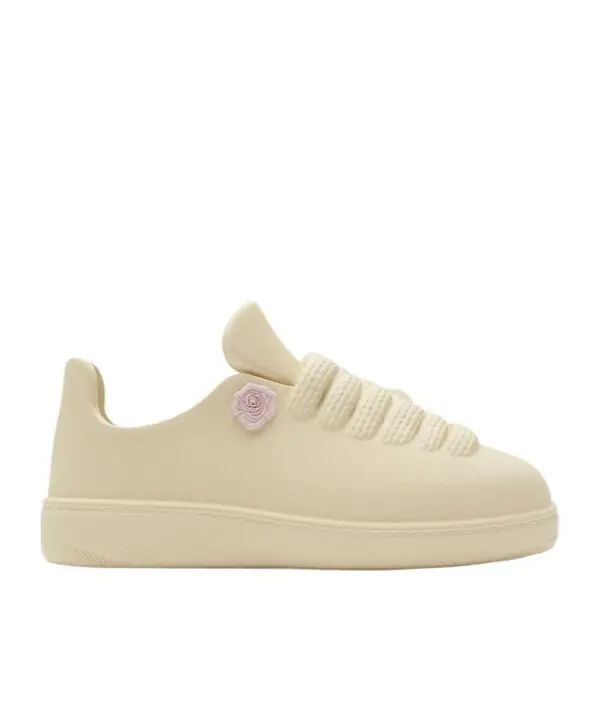 Burberry Bubble Flower Embellished Lace-up Sneakers - Clay White