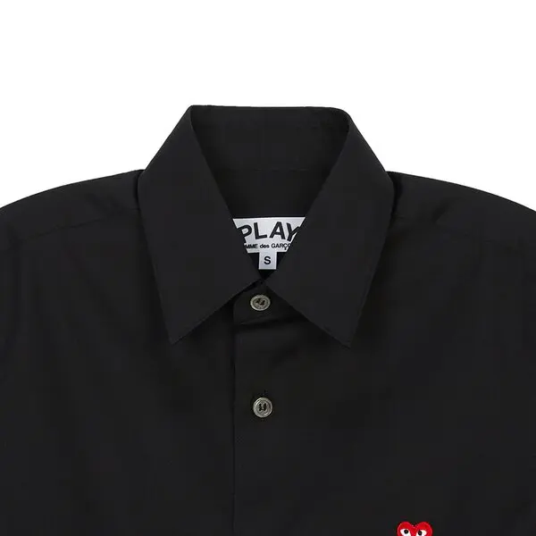 Comme Des Garçons Long Sleeve Shirt With Embroidered Heart - Black