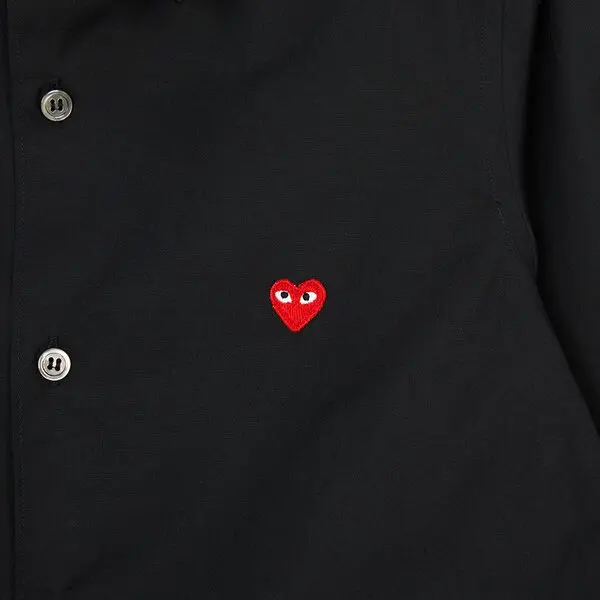 Comme Des Garçons Long Sleeve Shirt With Embroidered Heart - Black
